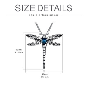 AOBOCO Dragonfly Simulated Blue Zircon Urn Necklace for Ashes Sterling Silver Memorial Keepsake Cremation Jewelry Gifts with Filling Tool