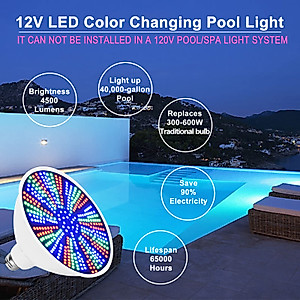 Cynlink 12V 40W LED Color Changing Pool Lights for Inground Pool, Swimming Pool Light Bulb with Remote, E26 Replacement Underwater Pool Lighting for Pentair and Hayward Light Fixtures