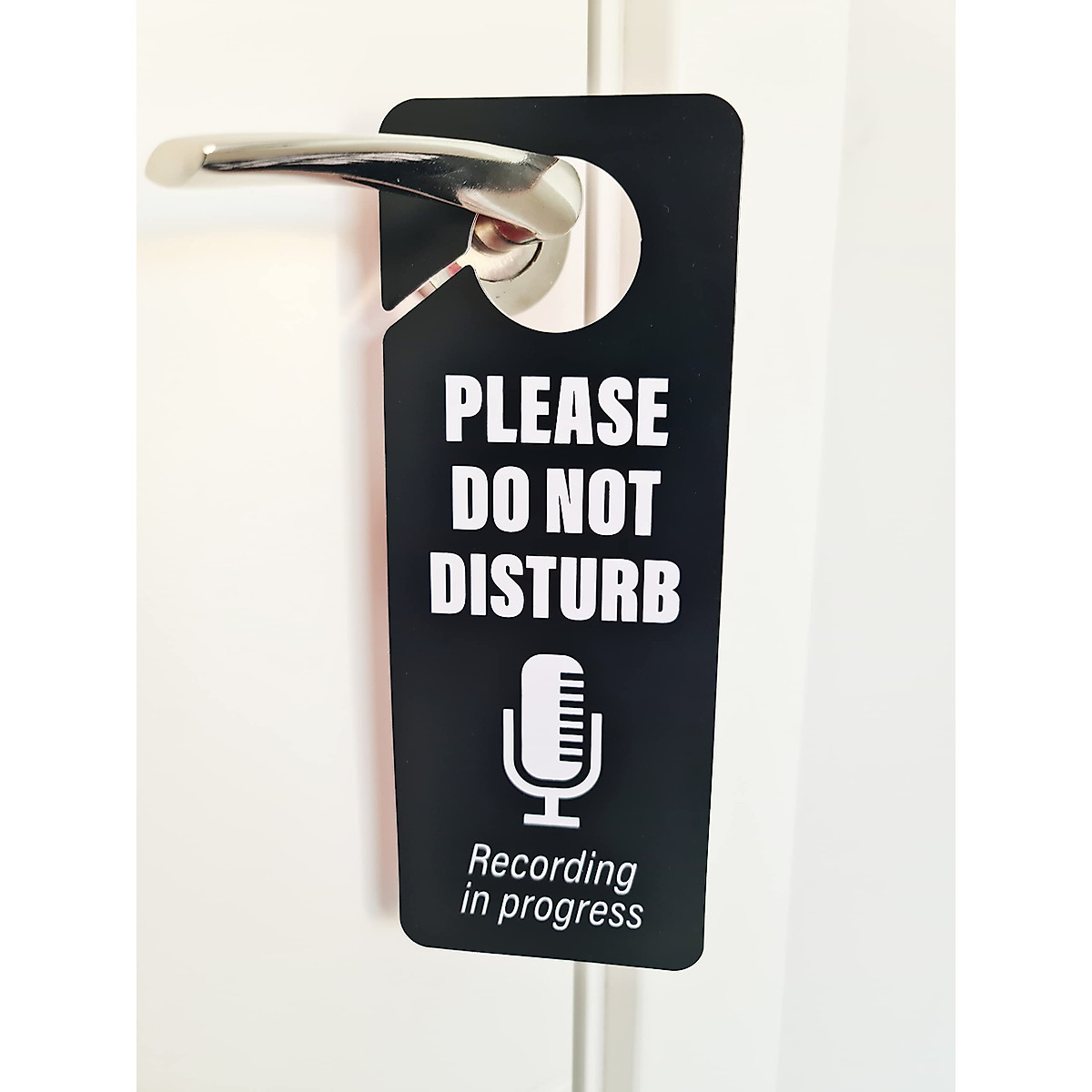 CLEVER SIGNS Recording in Progress - Please Do Not Disturb Sign, Door Knob Hanger 2 Pack, Double Sided, Ideal for Using in Any Room.