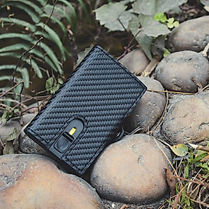 RFID Protection Minimalist Pop-Up Wallet Carbon Fibre Leather