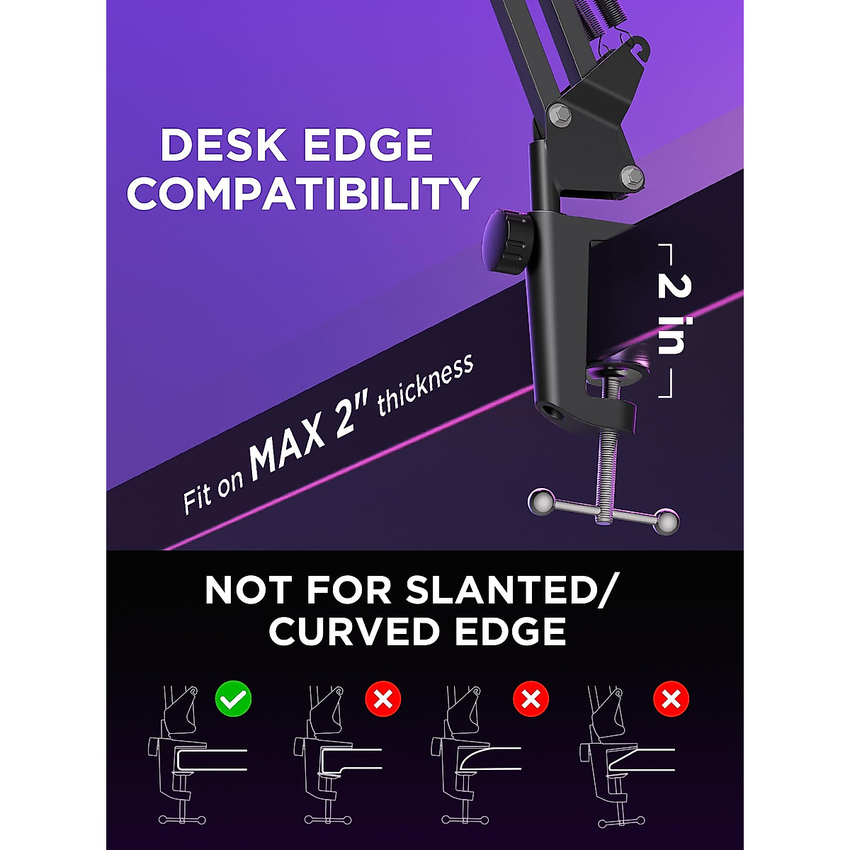 InnoGear Microphone Stand Mic Boom Arm for Blue Yeti HyperX QuadCast S SoloCast Snowball Fifine K669B and other Mic, with Shock Mount Windscreen Pop Filter Mic Clip Holder Cable Ties, Large