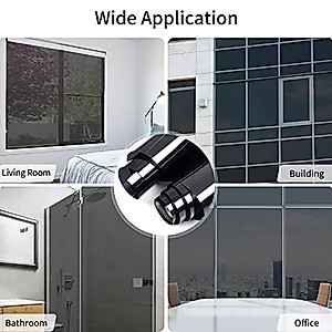 MecTo Window Privacy Film Opaque One Way Window Film Removable Static Cling Non Adhesive Privacy Window Film Sun Blocking Window Tint for Home Office (Black-Silver, 17.7 x 78.7 Inch)