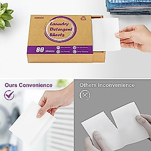 Zimwin Laundry Detergent Sheets, 80 Sheets Lavender Scent Laundry Soap Sheets - Eco-Friendly Hypoallergenic Liquidless Washing Supplies for Dorm Travel Camping - 80 Loads