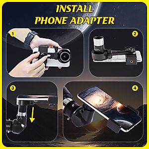 Telescope 90mm Aperture 900mm - High Precision Adjustment Vertisteel AZ Mount Base, Magnification 45-450x, Wireless Remote, Phone Adapter - Ideal for Astronomy Enthusiasts and Beginners (Black)