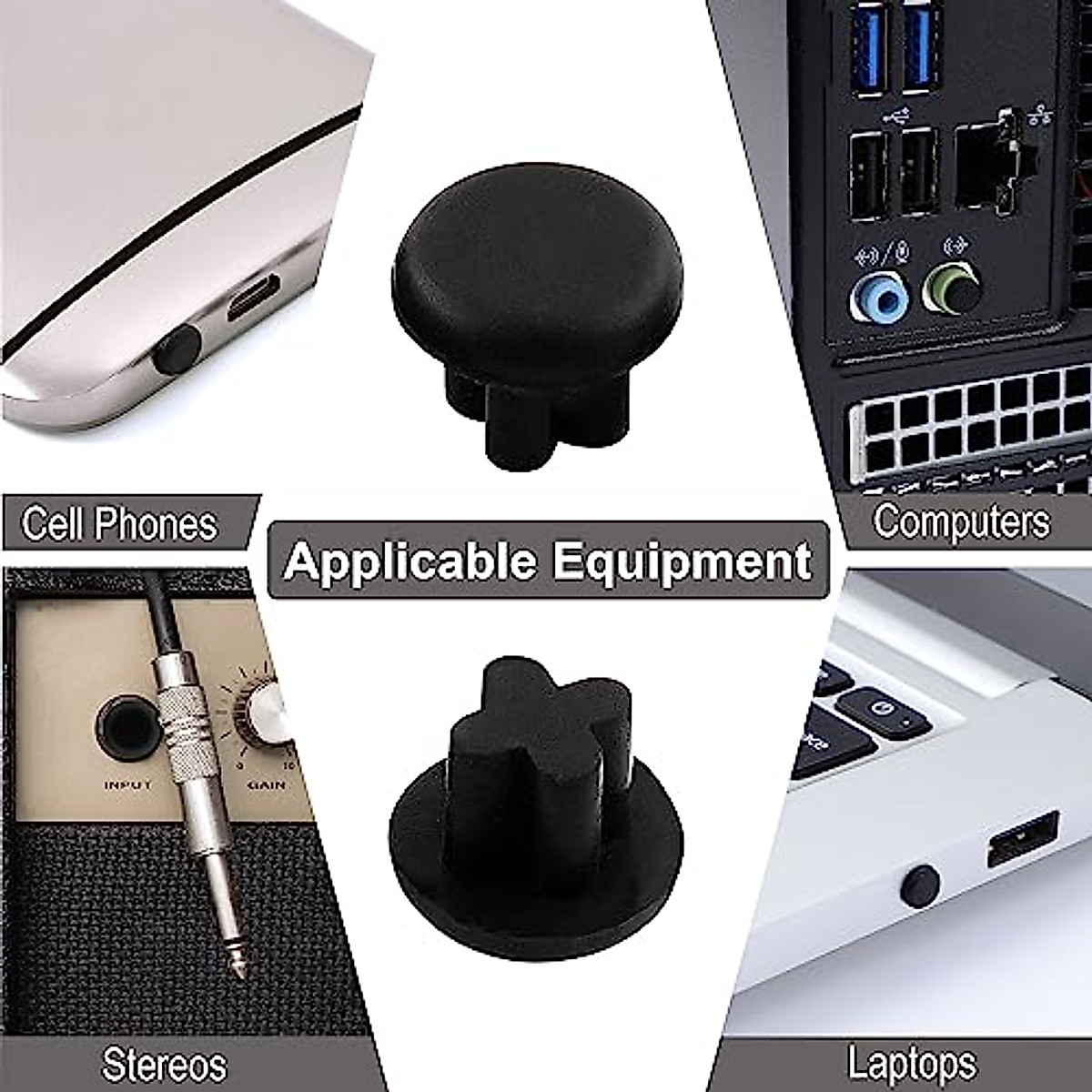 uxcell Rubber Dust Plug, 3.5mm Anti-Dust Headphone Jack Dust Plug Dust Cap for Mobile Phone Laptop Desktop Computer 15pcs Black