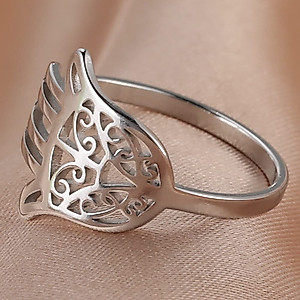 Jude Jewelers Stainless Steel Evil Protection Hand of Hamsa Ring (Silver, 8)