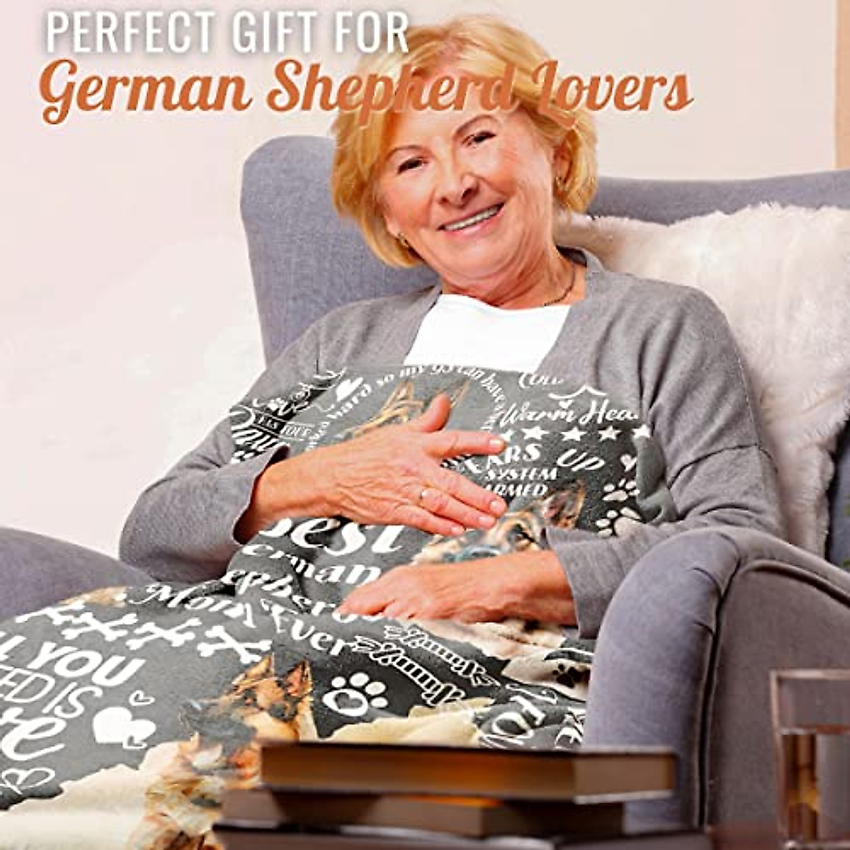 InnoBeta German Shepherd Themed Throws for Dog Moms, Dog Lovers, Dog Owners, Birthday Gifts for German Shepherd Lovers, Best Friend, Coworkers, Sisters (50"x 65") - Black