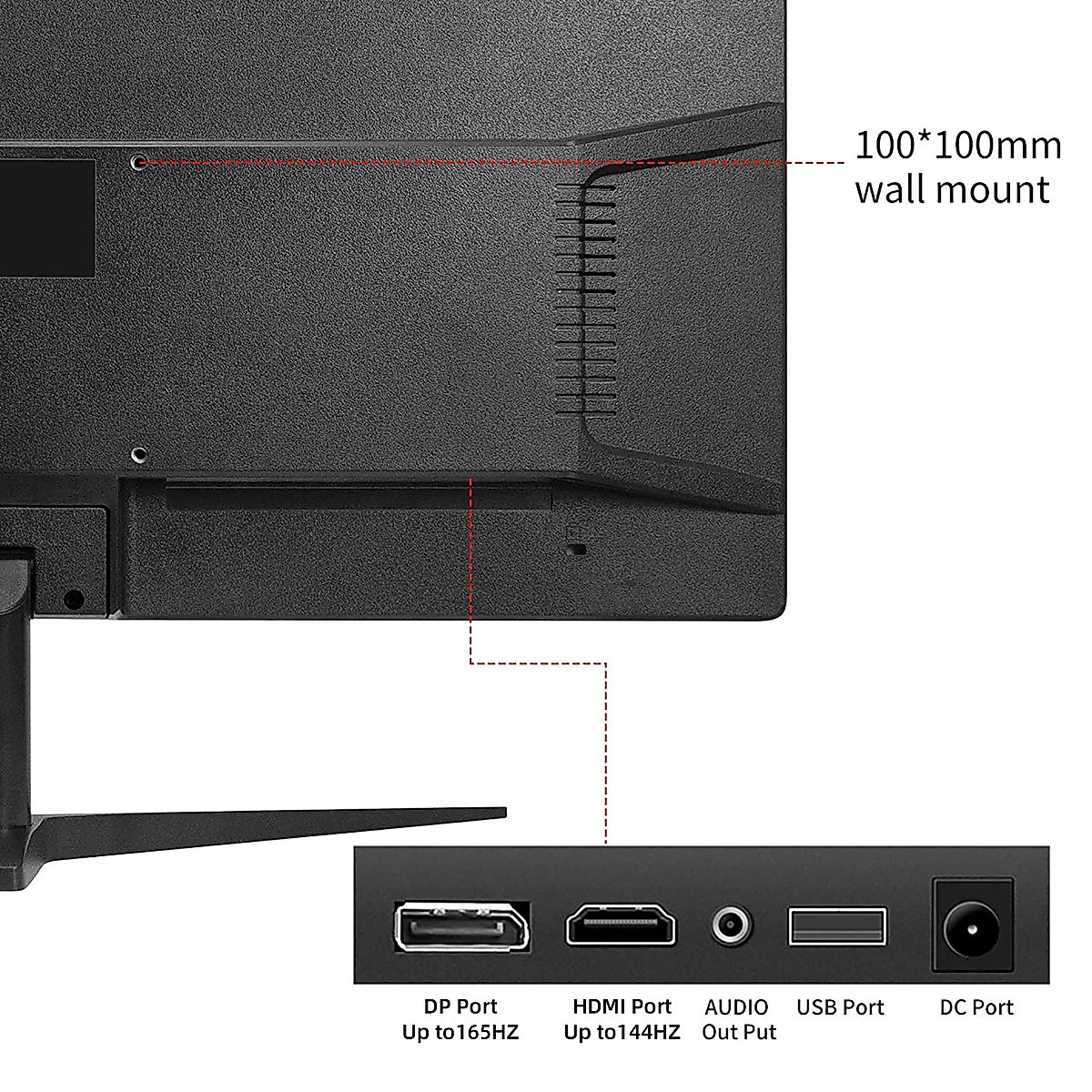 Thinlerain 24 Inch Monitor 144Hz FHD 1080p 2ms for Computer&Laptop| LED Monitors Build-in FreeSync | 2ms Response Time | VESA | DP Display Port & HDMI & USB
