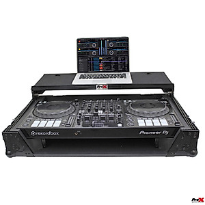 ProX XS-DDJ1000 WLTBL LED ATA Flight Case for Pioneer DDJ-1000 FLX6 SX3 DJ Controller with Laptop Shelf 1U Rack Space Wheels and LED - Black
