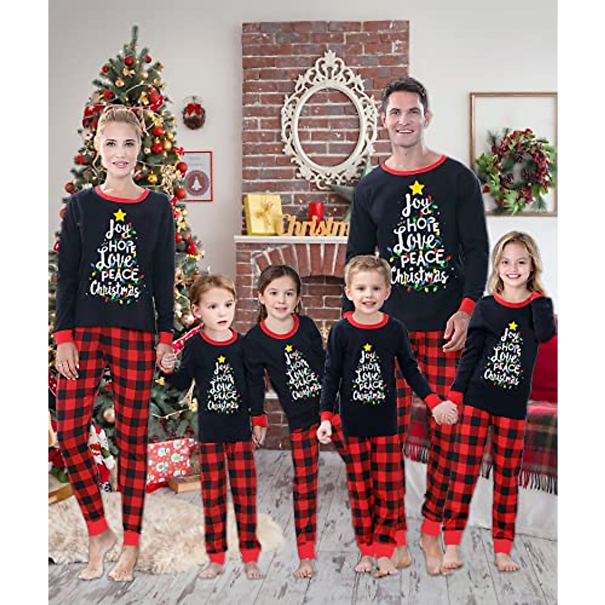 Kissage Matching Family Christmas Pjs Set Cotton Christmas Pajamas Holiday Sleepwear For Women Men Xmas Tree (4361-12)
