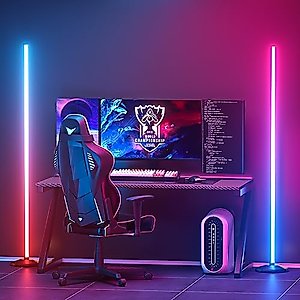 bedee LED Corner Floor Lamp 2 Pack: 65" RGB Color Changing Floor Lamp with Music Sync, Modern Standing Mood Lighting with Remote & App Control, Creative DIY Mode & Timing for Living Room Gaming Room
