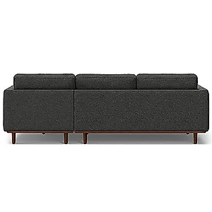 SIMPLIHOME Morrison Right Sectional Sofa in Woven-Blend Recycled Polyester Fabric, Charcoal Grey, 102-inches Wide, L-Shaped Couch with Right Chaise for the Living Room and Family Room