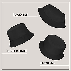 Rosoz 2 Pack Bucket Hat for Women Men Summer Travel Beach Sun Hat Outdoor Cap Unisex Bucket Hats Black/White