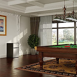 Whirlpool WHR31TS4E 3.1 Cu. Ft. Compact Refrigerator Dual Door Fridge, Adjustable Mechanical Thermostat with True Freezer, Stainless Steel Look