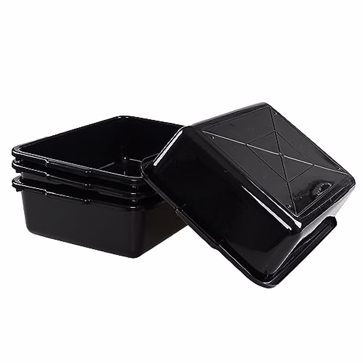 DynkoNA 8 Liter Plastic Bus Tub, Small Bus Box, 4-Pack