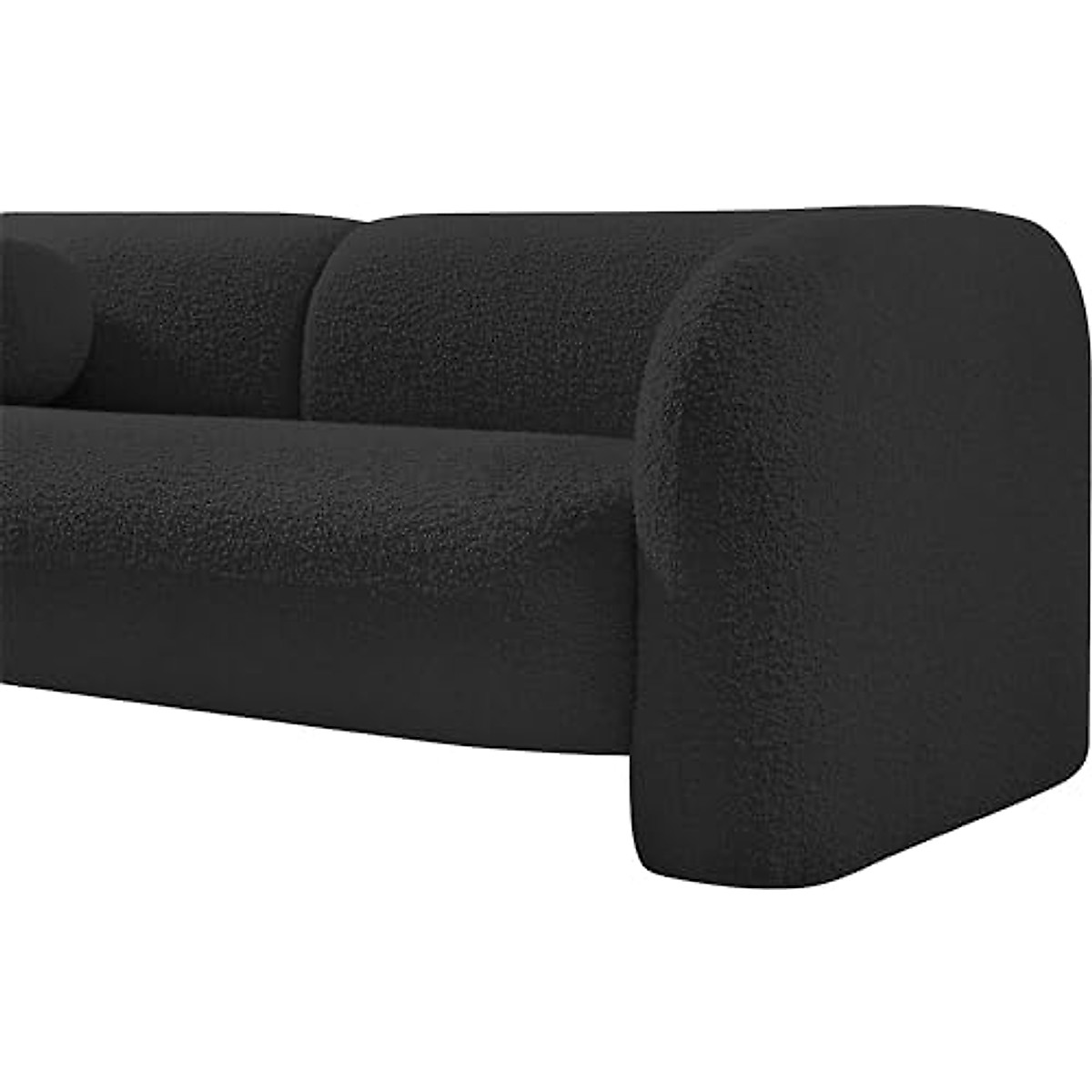 Meridian Furniture 139Black-S Emory Collection Art Deco Boucle Fabric Upholstered Sofa with Rich Black Boucle Fabric, Ball Pillows Included, 89" W x 34" D x 27" H, Black