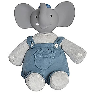 Tikiri Toys Alvin The Elephant Plush Toy with Organic Natural Rubber Head, Ages 6 Months & Up
