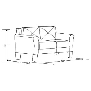 LifeStyle Solutions Harrington Loveseat, Dark Grey