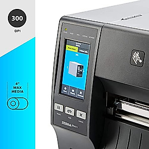 ZEBRA ZT411 300 dpi Thermal Transfer and Direct Thermal Industrial Printer - Ethernet, Bluetooth, Serial, USB, Connectivity, 14 IPS, 4-inch Print Width, Monochrome - ZT41143-T010000Z, JTTANDS