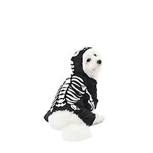 Spooktacular Creations Pet Dog Plush Skeleton Hoodie Costume for Halloween Dress Up Party, Pet Carnival, Outdoor Play (Small)