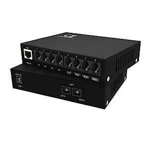 4 x POTS RJ11 Telephone and Gigabit Ethernet Over Fiber Converter - Multiplexer - Extender Set of FXS FXO Units - Universal Single and Multimode - 1 km MM (0.6 mi) 20km SM (11.4 mi) - Voice Over Fiber