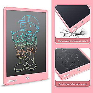 LCD Writing Tablet Colorful 10 Inch Electronic Graphics Doodle Board eWriter Drawing Pad with Memory Lock Gift for Kids & Adults Home School Office Handwriting Tablet (Pink)