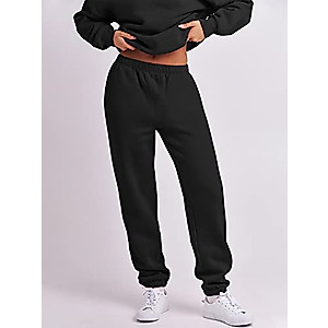 ANRABESS Women's Oversized Long Sleeve Lounge Sets Casual Top and Pants 2 Piece Outfits Sweatsuit with Pockets Black Ci776-hei-S