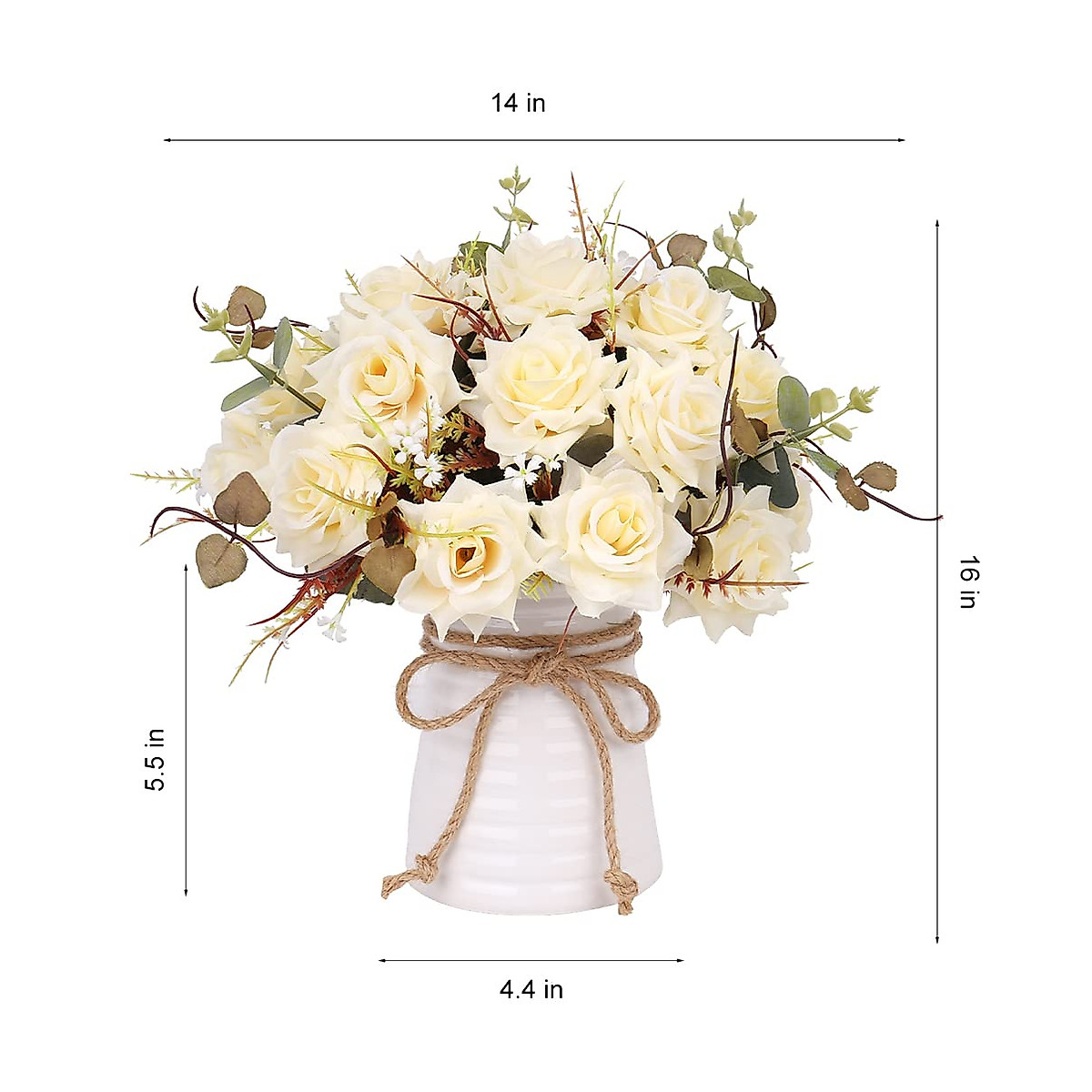 YILIYAJIA Table Centerpieces Dinning Fake Flowers in Vase Ceramics,Artificial Flowers,Halloween Faux Silk Rose Arrangements Bouquets Kitchen Room