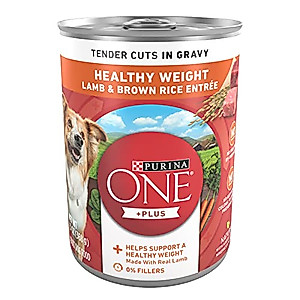 Purina ONE Plus Tender Cuts in Gravy Healthy Weight Lamb and Brown Rice Entree in Wet Dog Food Gravy - (12) 13 Oz. Cans