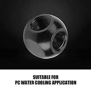 Pomya Computer Water Cooling Spherical 3 Way T-Type Connector G1/4 Threaded Adapter Black, Silver for PC Water Cooling Application(Black)