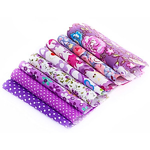 RayLineDo 50pcs 1010cm Different Pattern Patchwork Fabric Craft Printed Cotton Material Mixed Squares Bundle Quilting Scrapbooking Sewing Artcraft DIY Fabric Purple Series