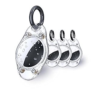 4 Pack Waterproof AirTag Holder Keychain,Clear Air Tag Tracker Case with Loop Key Ring and Striple for Dog Collar, Luggage, Keys, Full Body Anti-Scratch Protective