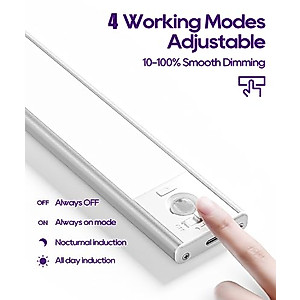 Auxoda Under Cabinet Lights, LED Lights Motion Sensor Light Indoor, Under Cabinet Lighting, 2Pack 13 Inch 7000K 56 LED Wireless USB Rechargeable Under Counter Lights, Lights for Bedroom, Closet Lights