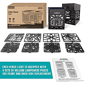 ALBINA Solar Deck Lights | Solar Fence Lights Outdoor Waterproof LED Garden Decorative Lights for Railing, Post, Step, Frontdoor | Auto ON/Off Outdoor Solar Lights with Christmas Tree Lamps, 4 Pack