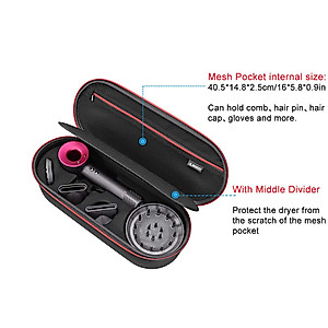 RLSOCO Hard Case for Dyson Supersonic Hair Dryer HD15 HD08 HD07 HD03 HD01 Nural, Portable Travel Storage Bag for Dyson Supersonic Hair Dryer - Fits Complete Supersonic Accessories (Black)