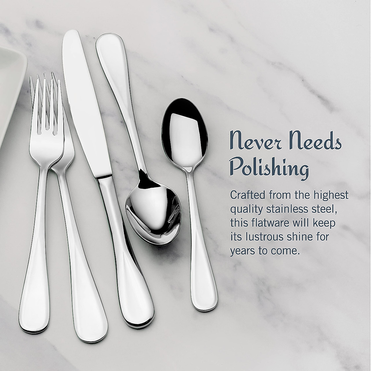 Mikasa Bravo 65-Piece Stainless Steel Flatware Set, Service for 12