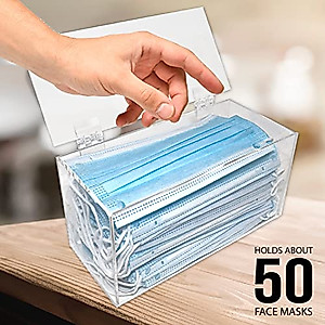 Essentially Yours Face Mask Dispenser | Acrylic Mask Box with Cover for Storing and Dispensing Personal Face Masks (Clear)