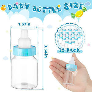 Tessco 72 Pcs 3.5 Inch Baby Bottle Shower Favor Mini Plastic Candy Bottle Clear Plastic Baby Bottles for Baby Shower Mini Baby Bottle Feeding Bottle Candy Box for Baby Shower Supplies Gift (Blue)