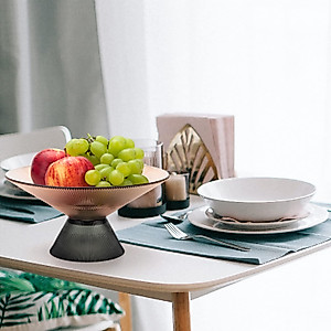 CESTATIVO Fruit Bowl for Kitchen Counter, Glass Fruit Basket, Pedestal Fruit Bowl, Decorative Bowl for Table Countertop, Dinning Room, Living Room Decor, Orange