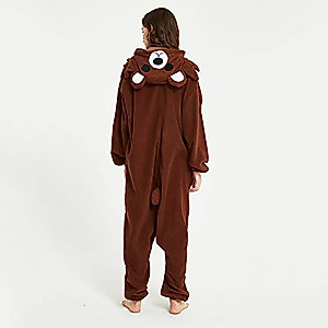 III HHONS Brown Bear Onesie Women Adult Animal Pajamas Costume Halloween Cosplay Sleepwear Onesies For Men Large