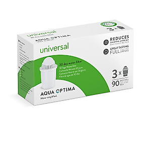 Aqua Optima Water Filter Cartridges, Classic Style - 3 Pack (3 Months Supply), Compatible with Brita Classic, White