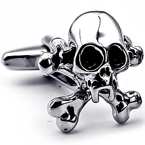 Cool Skull Cufflinks for Men Unique, 3D Skeleton Cuff-links, Gothic Cufflink, Men's Cuff Links, Men Cufflinks, Novelty Cufflinks, Mens Cuff Links, Gift for Wedding Grooms Groomsmen (Silver)