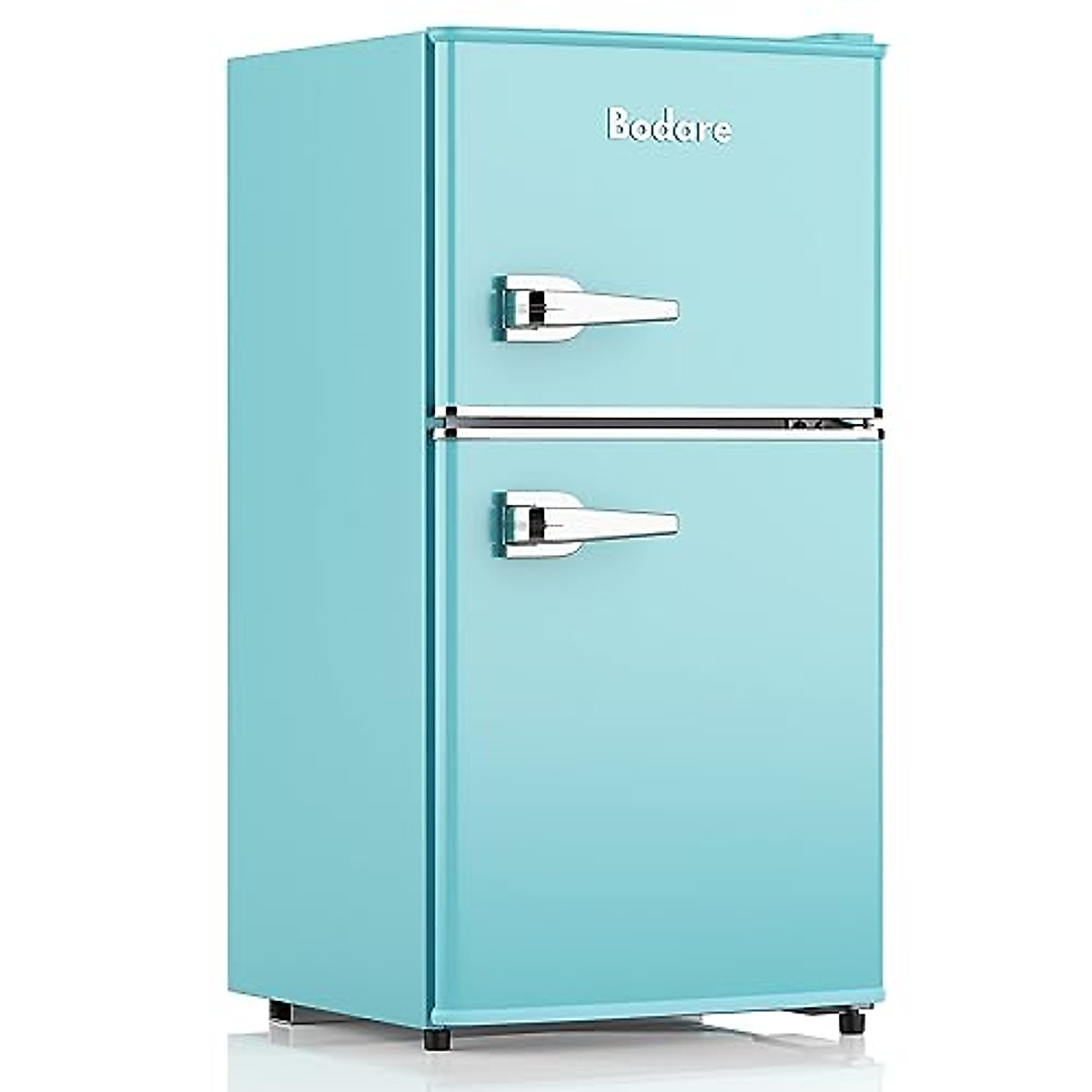 Bodare Retro Mini Fridge with Freezer: 3.2 Cu.Ft Mini Refrigerator with 2 Doors - Small Refrigerator Energy-Saving Compact Refrigerator - Small Fridge for Bedroom Dorm (Blue)