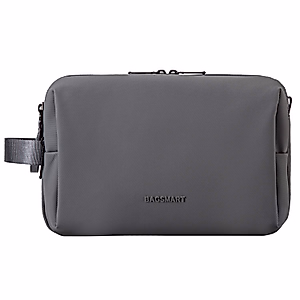 BAGSMART Toiletry Bag for Men, Travel Toiletry Organizer Dopp Kit Water-resistant Shaving Bag for Toiletries Accessories, Door Room Essentials,Grey-medium