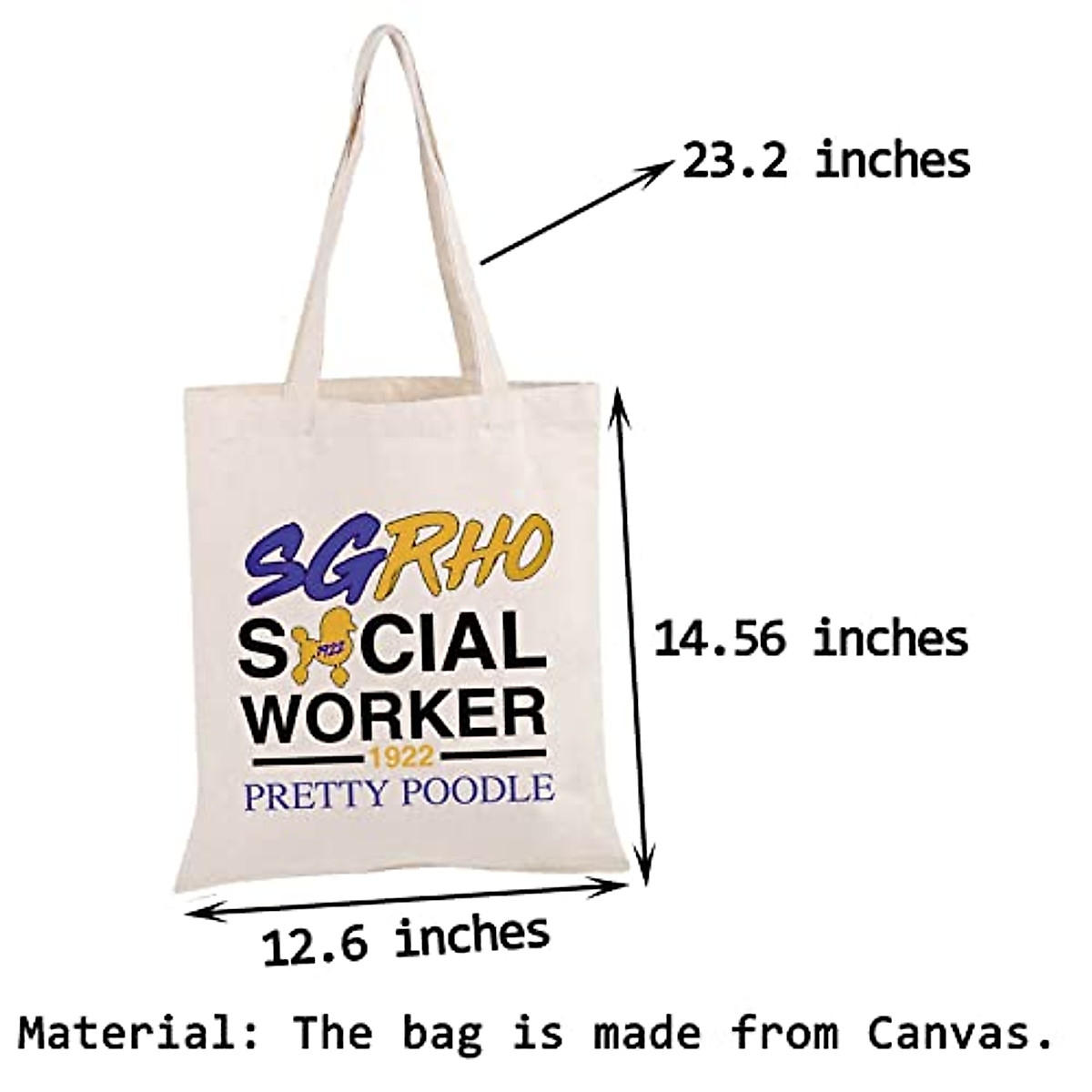 PWHAOO SGRHO Social Worker 1922 Pretty Poodle Shopping Bag SGRHO Sorority Sister Tote Bag (SGRHO Social Worker TB)