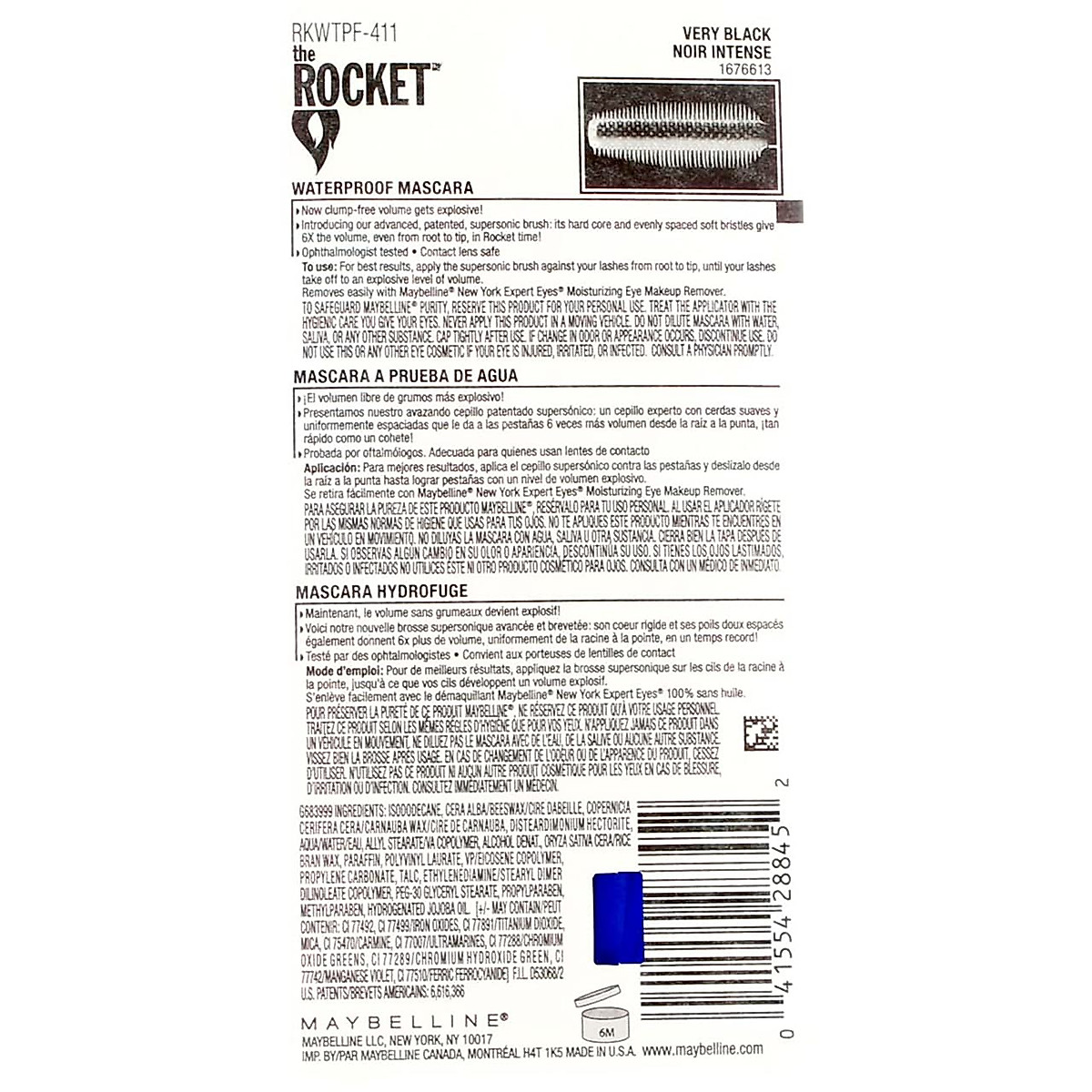 Maybelline New York Volume' Express The Rocket Waterproof Mascara, Very Black [411] 0.3 oz