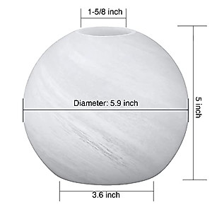 LARTEEN 3 Pack Alabaster White Glass Lamp Shade Cover Replacement for Lighting Fixture, 5.9" Diameter Round Globe Shade for Chandelier Pendant Light Wall Sconce, 1-5/8 inch Fitter Opening
