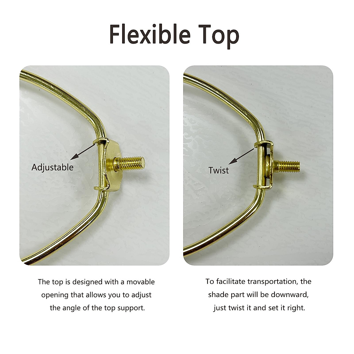 KUMGROT 2pcs Lamp Shade Harp Holder Lamp Replacement Parts Lampshade Bracket Lamp Frame for Table Lamp Floor Lamp Gold Harp Holder 7 Inches