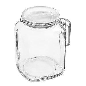 Hermetic Seal Glass Pitcher with Airtight Lid & Spout - 68oz Water Carafe for Homemade Juice, Iced Tea, Milk, Cold Brew Coffee, Lemonade - Fridge Door Jug Bottle with Handle, Clear Beverage Serveware