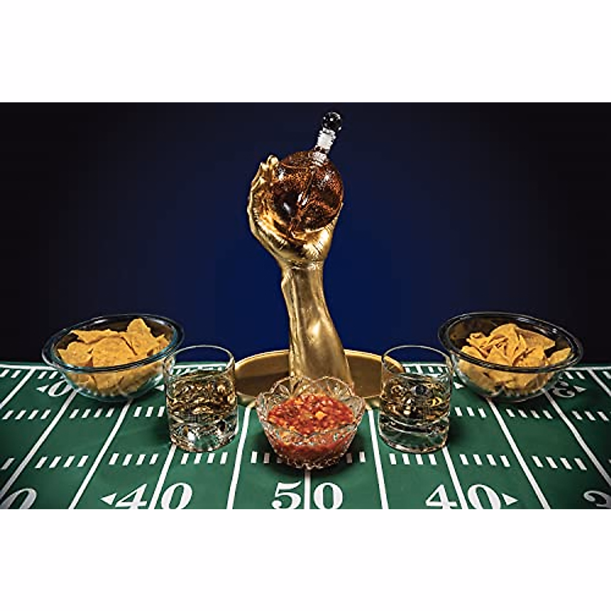 Football Decanter with 2 Football Whiskey & Wine Glasses - Perfect For Superbowl, Father's day Gift , Gift for Husband - Made for Liquor, Scotch, Whiskey and Bourbon 750ml, Rugby Gifts